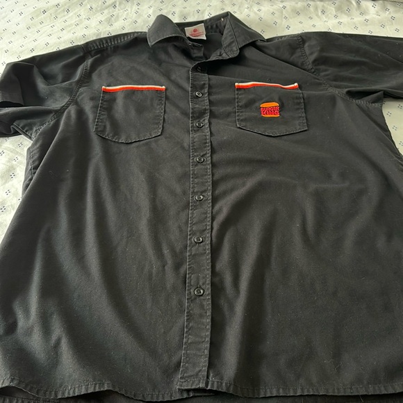 Shirts | Burger King Uniform Shirt Short Sleeve Black Logo Size L ...